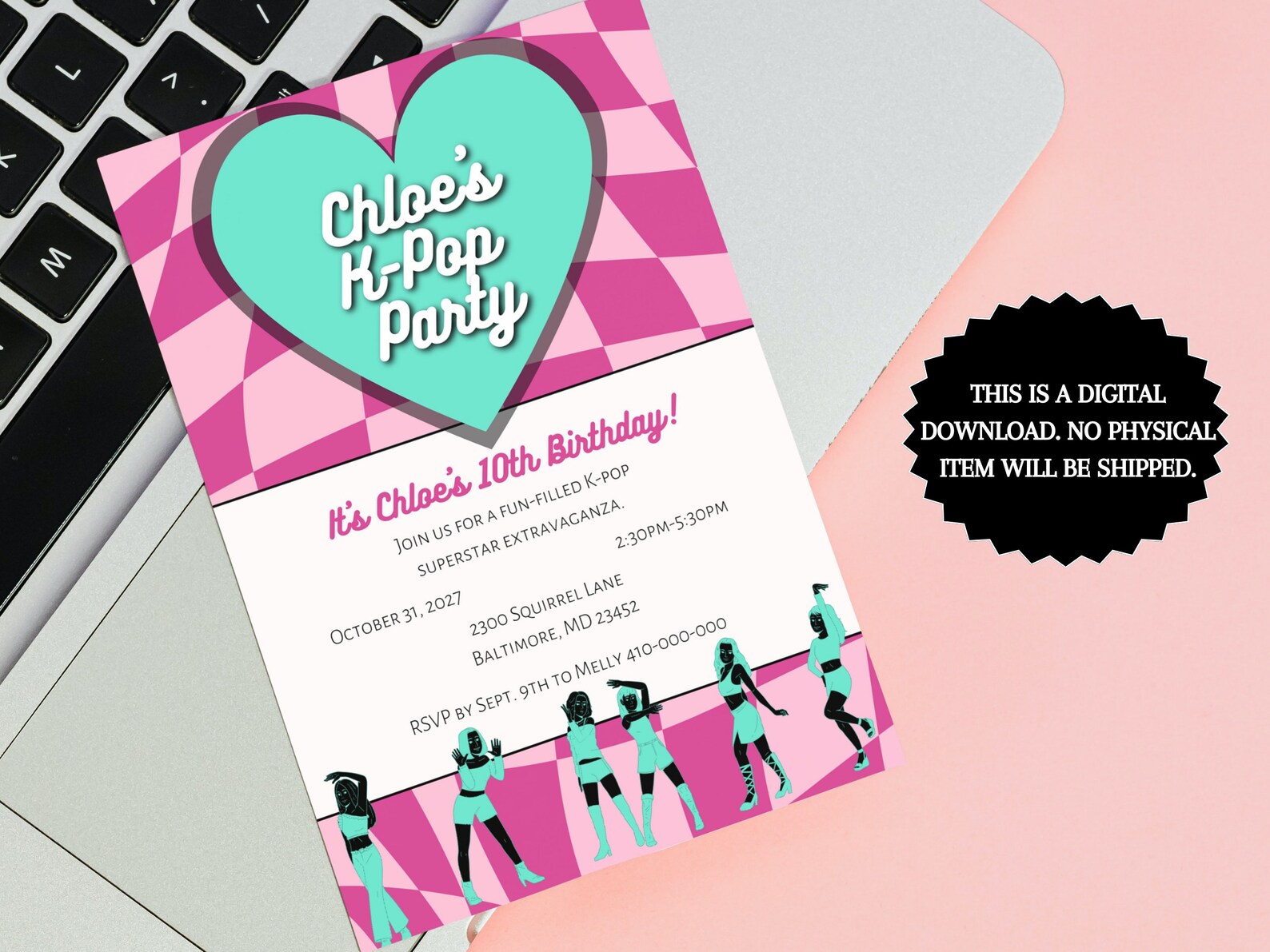 K-pop Invitation, K Pop Invite, K-pop Birthday Party Invitation, K-pop ...