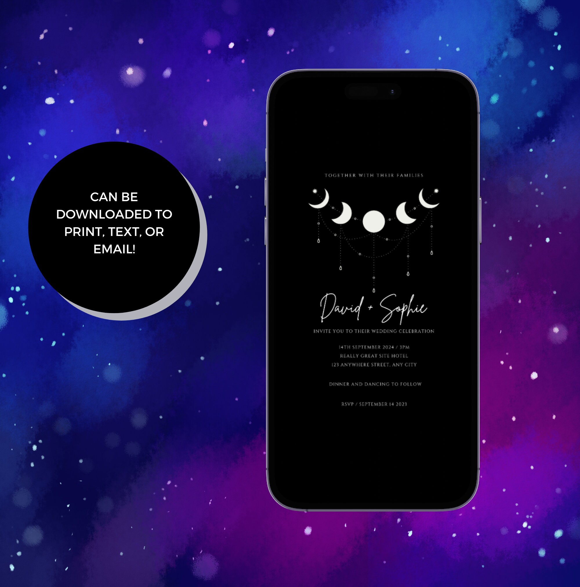 Moon Phase Wedding Invitation, Constellation Wedding Invitation, Zodiac ...