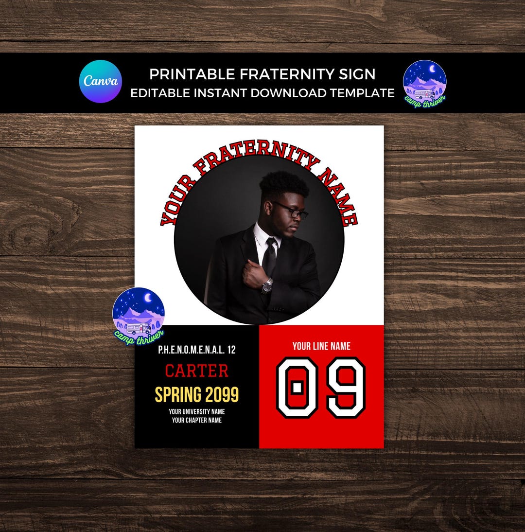 Printable Fraternity Sign, Fraternity Wall Decor, Kappa Probate, Frat ...