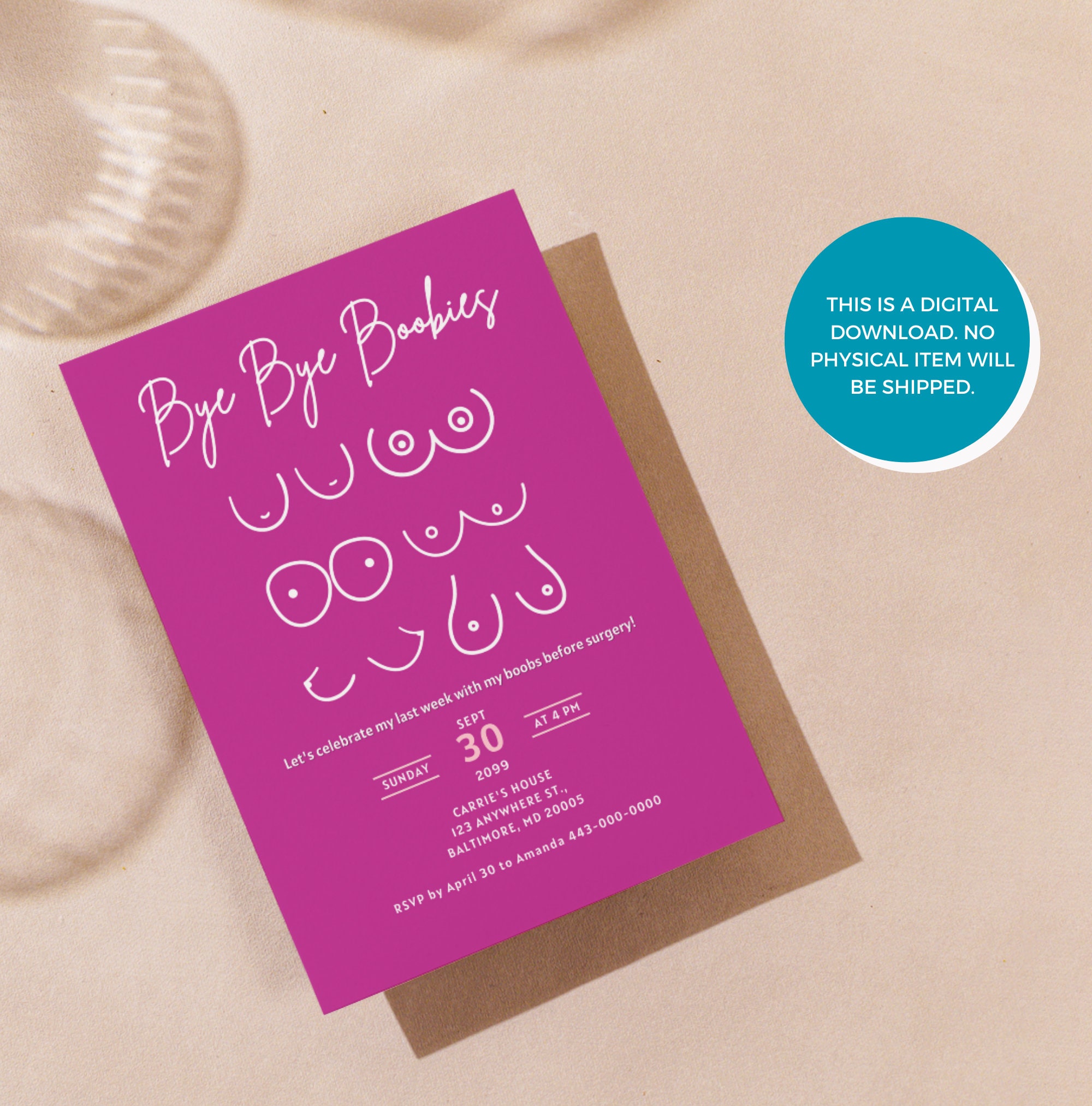 Bye Bye Boobies Party, Breast Cancer Bundle, Breast Cancer Activity ...