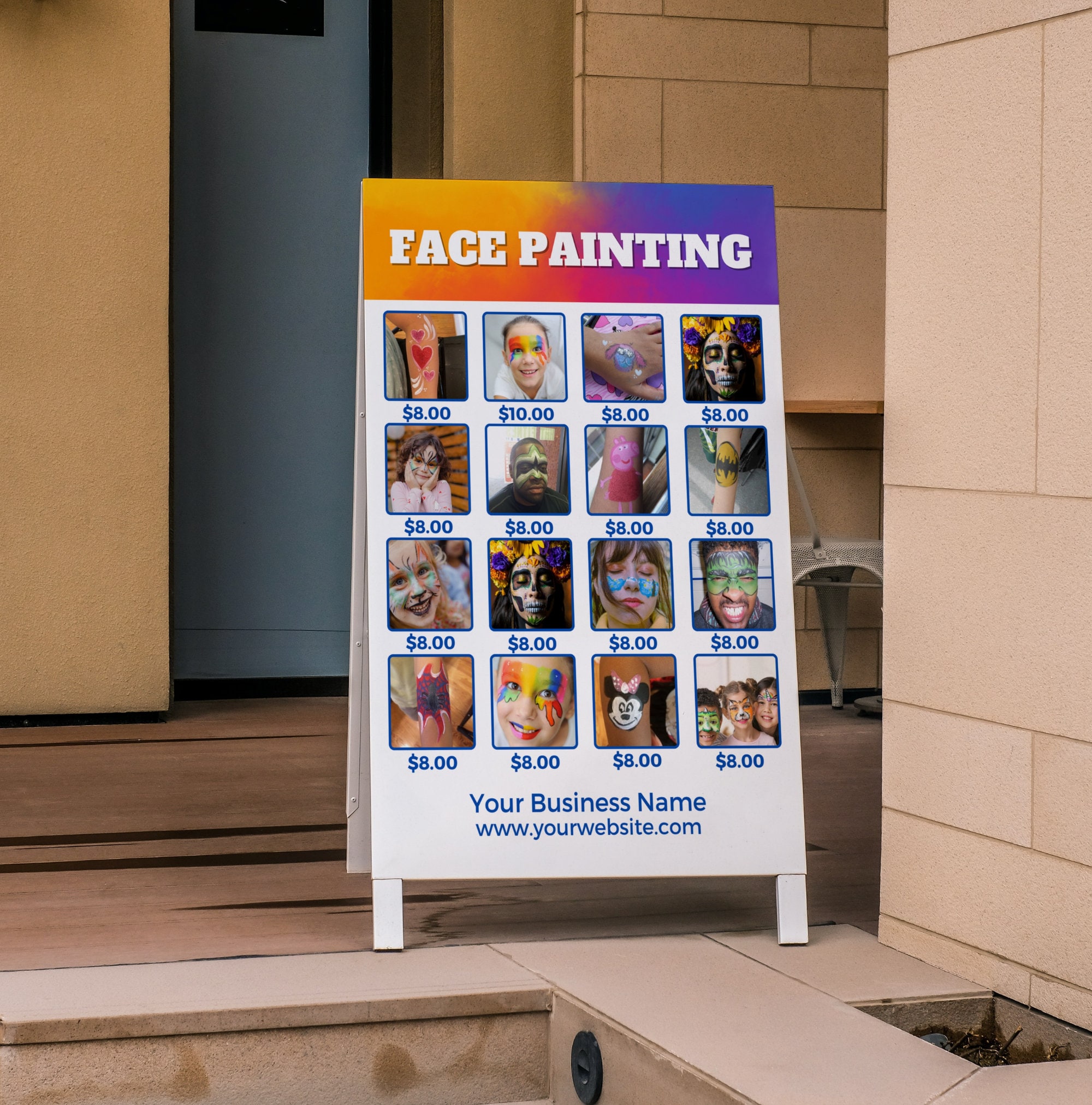 Face Painting Marketing Kit: Flyer, Sign, Business Card (canva Template ...