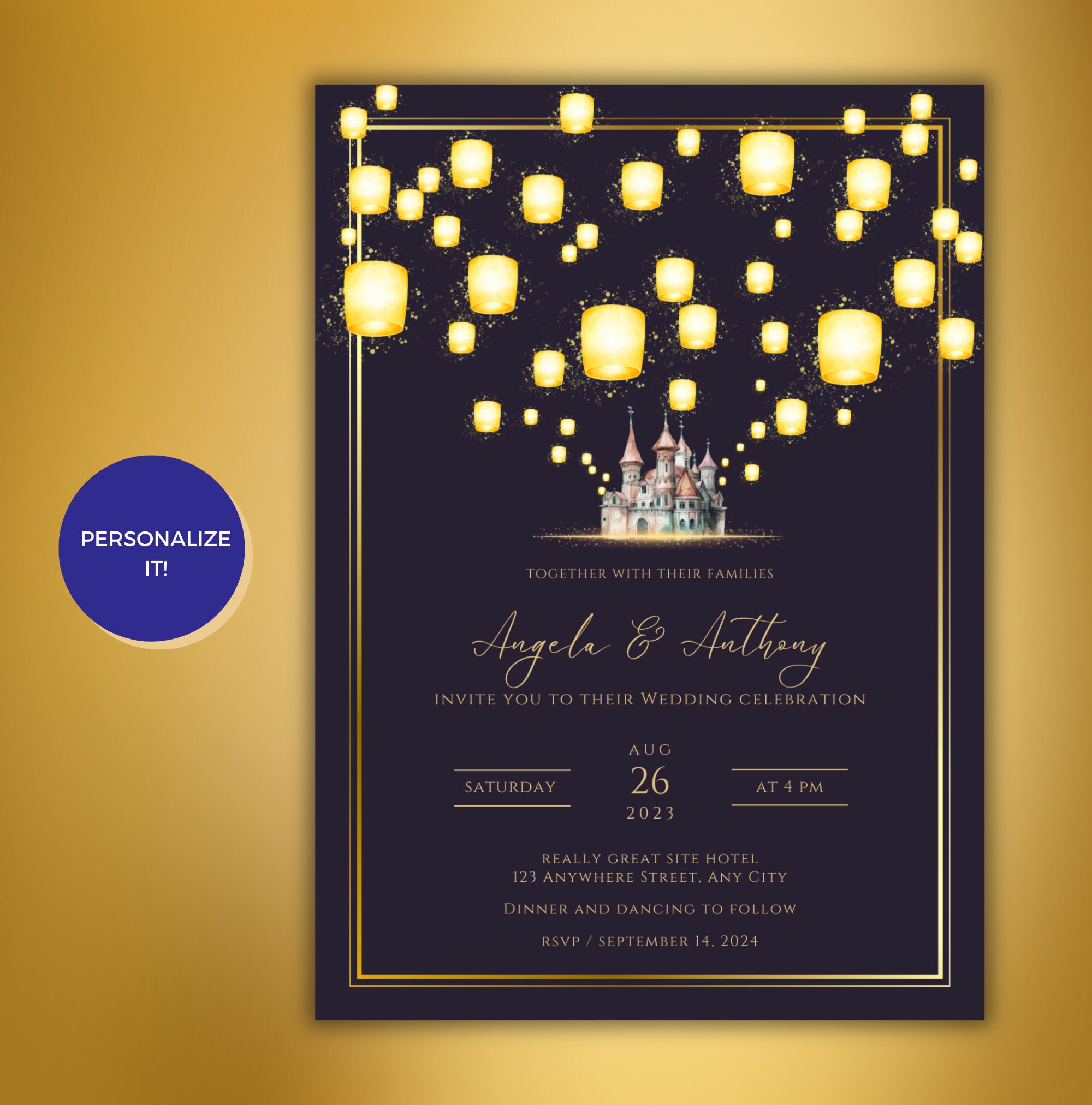 Lantern Quinceanera Invitation, Fairytale Wedding Invitation, Princess ...