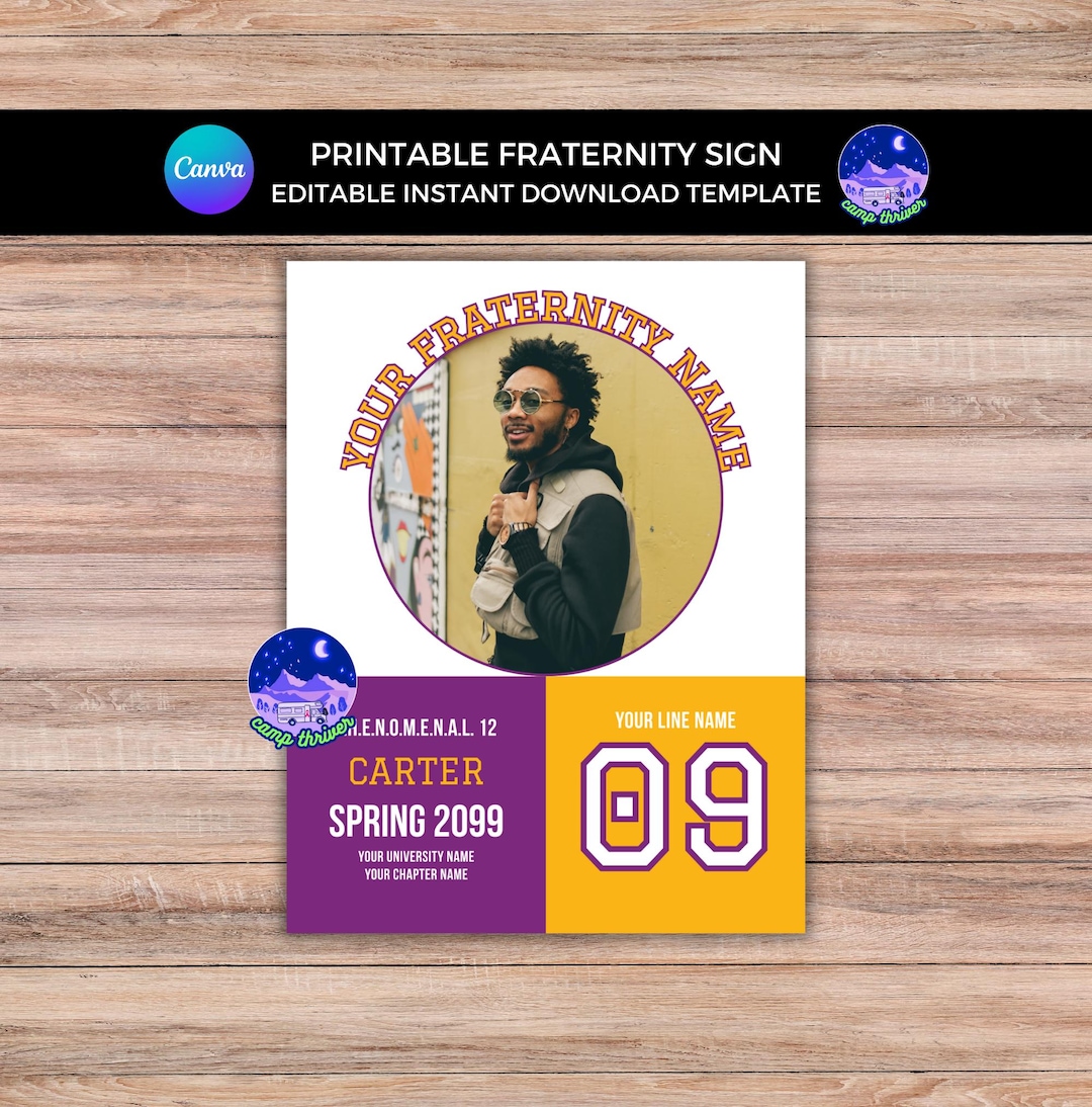 Printable Fraternity Omega Sign: Editable Canva Template (digital ...