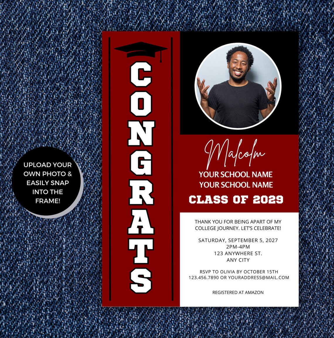 HBCU Graduation Invitation, Maroon and White Graduation Invite ...