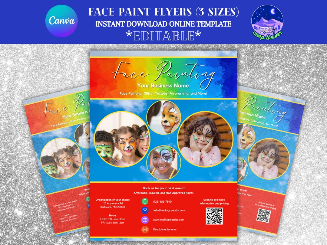 Face Painting Flyer Face Painting Sign Face Paint Flyer - Etsy
