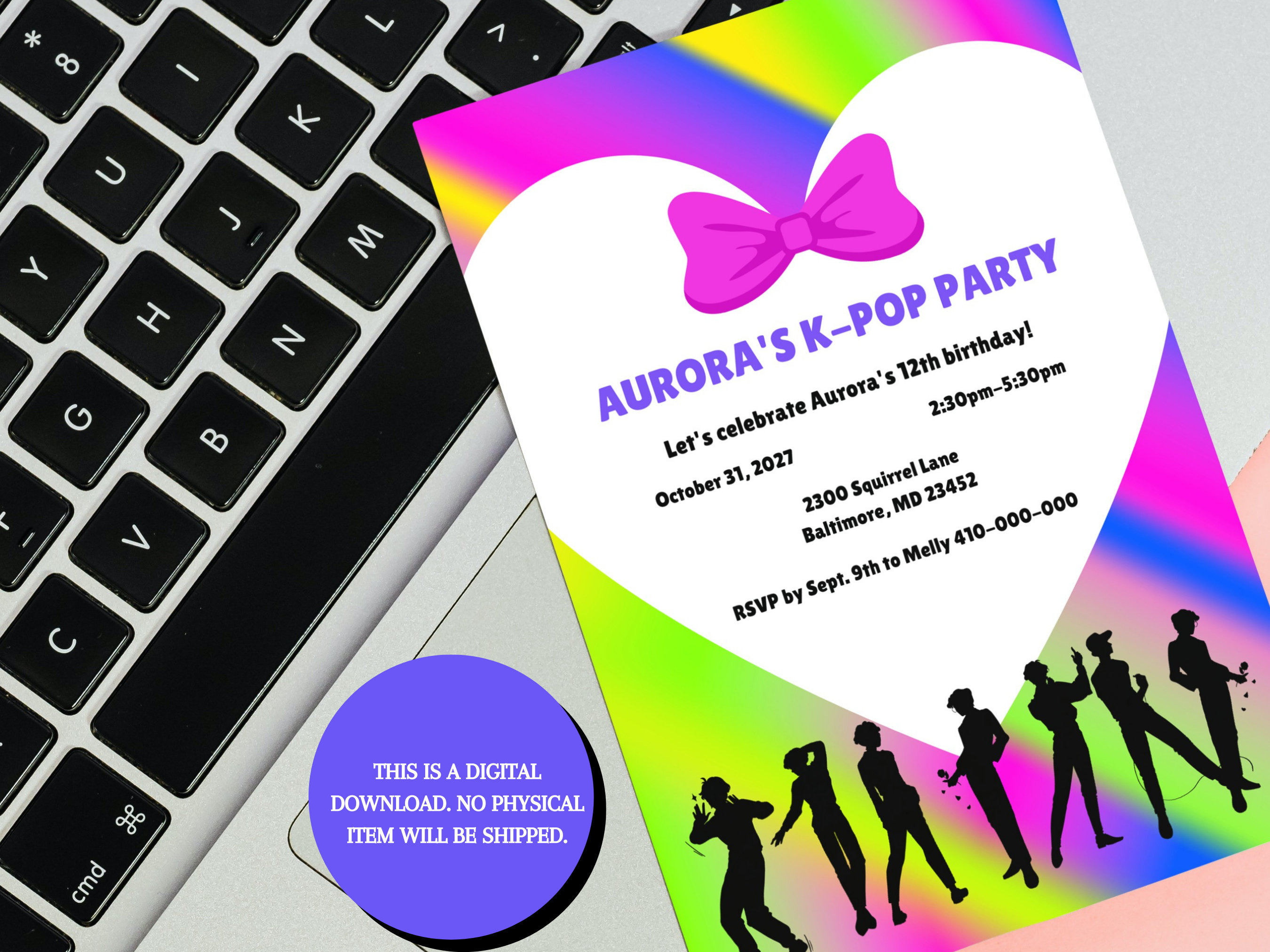 Invitación de cumpleaños de K-Pop, invitación de K Pop, invitación de ...