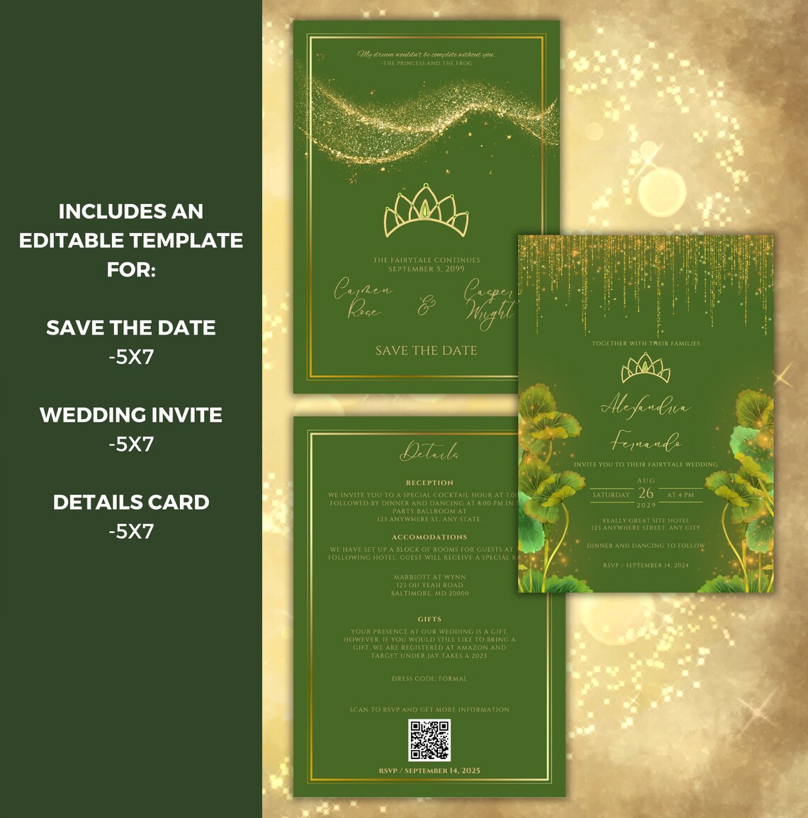 Frog Princess Wedding Invitation: Fairytale Canva Template (digital ...