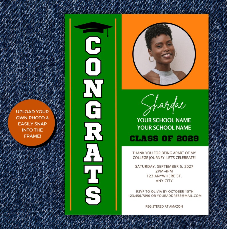 HBCU Graduation Invitation: Orange Green Template Florida (canva ...