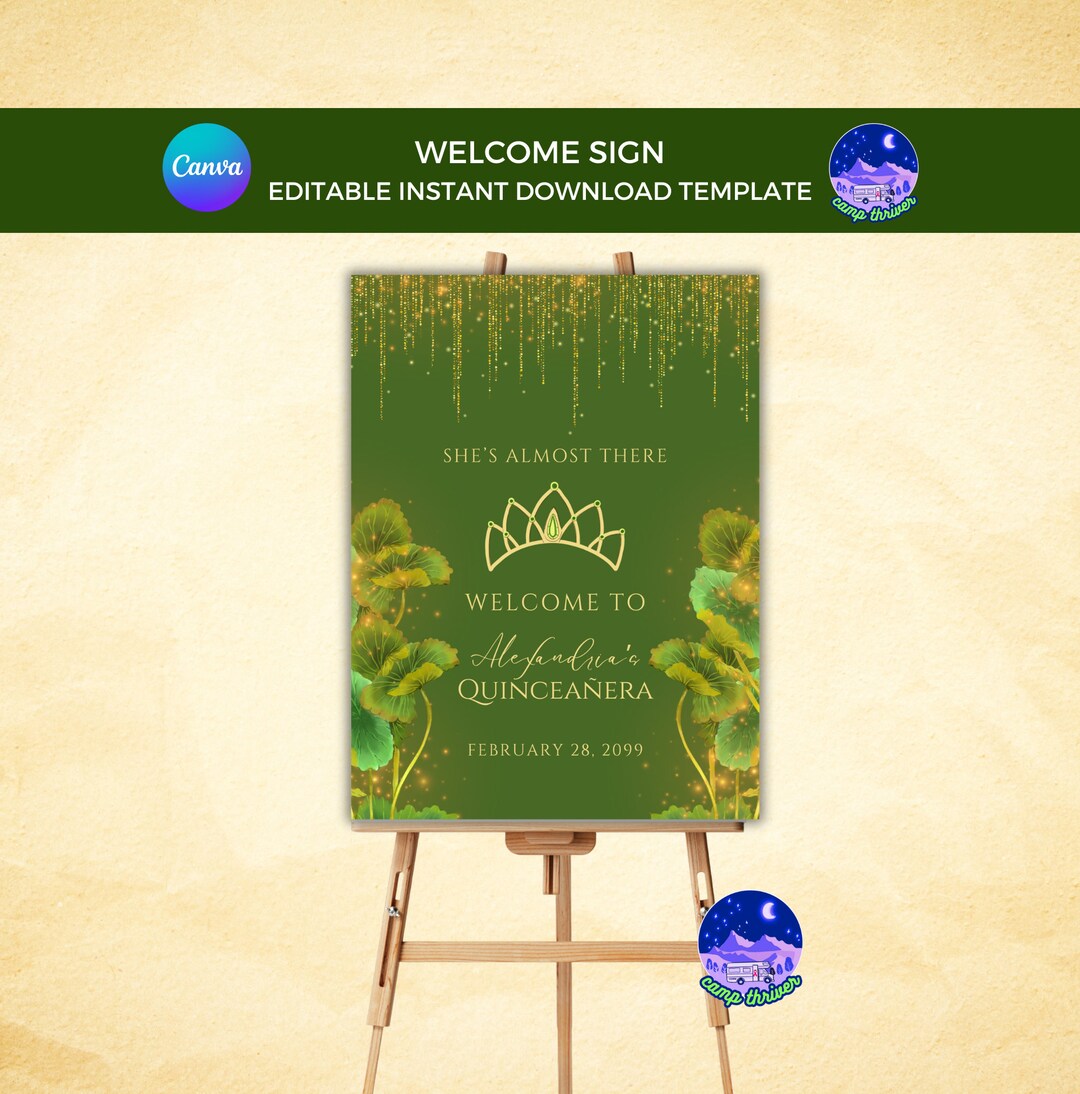 Frog Princess Welcome Sign: Fairytale Quinceanera Sweet Sixteen ...
