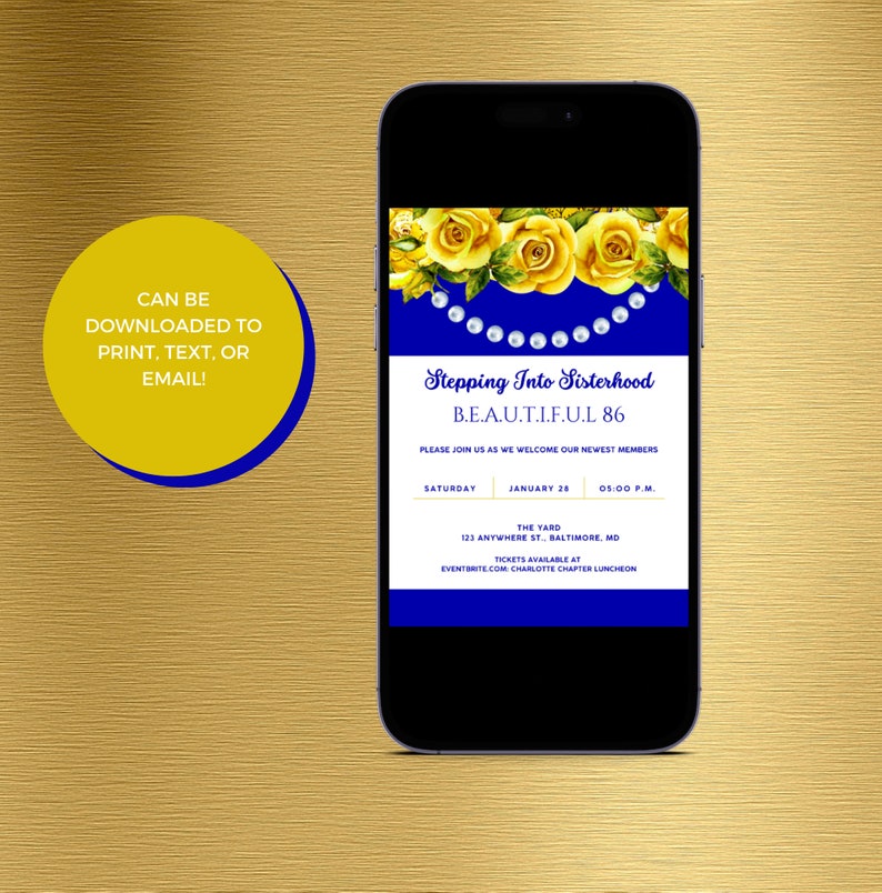 Sorority Probate Invitation Flyer: Royal Blue and Gold Template - Etsy