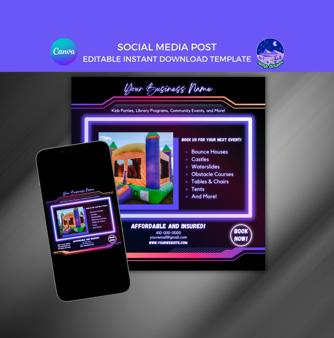 Party Rental Social Media Post, Event Rental Social Media, Bounce House ...