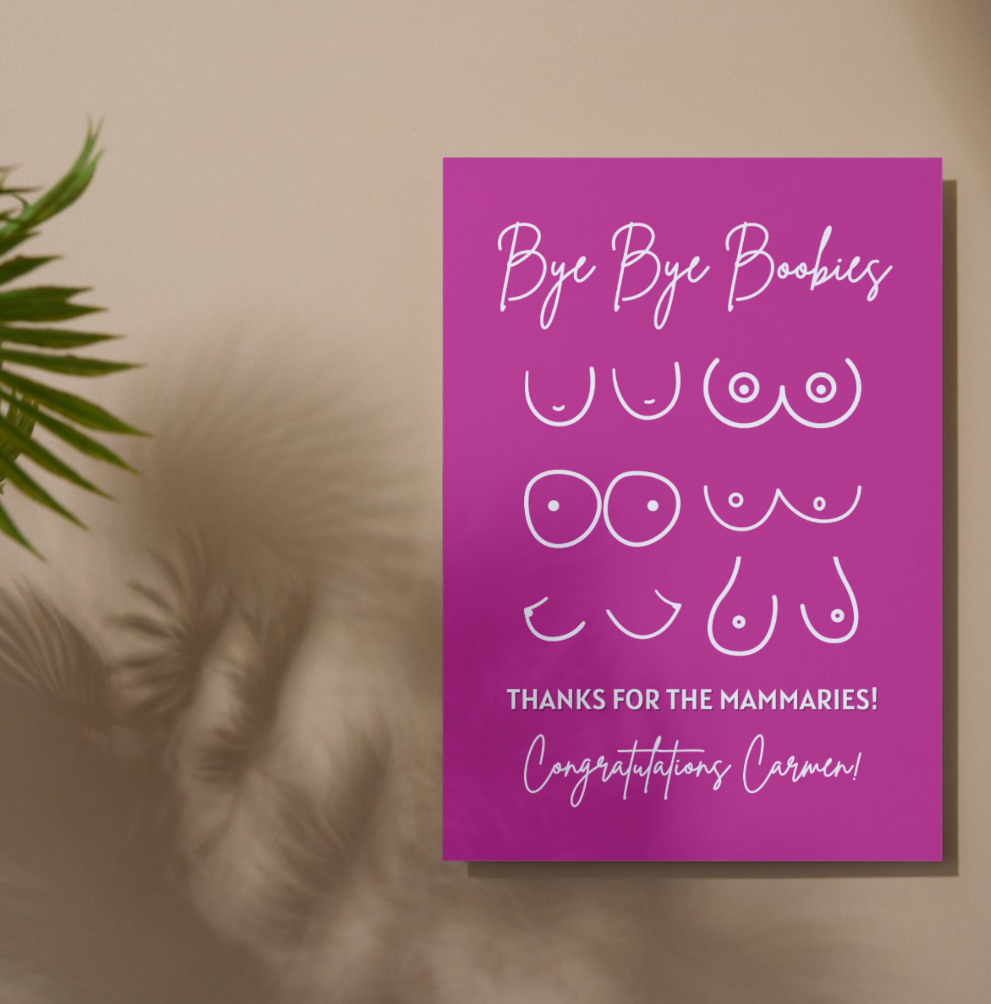 Breast Cancer Party Sign, Breast Cancer Welcome Sign, Bye Bye Boobies ...