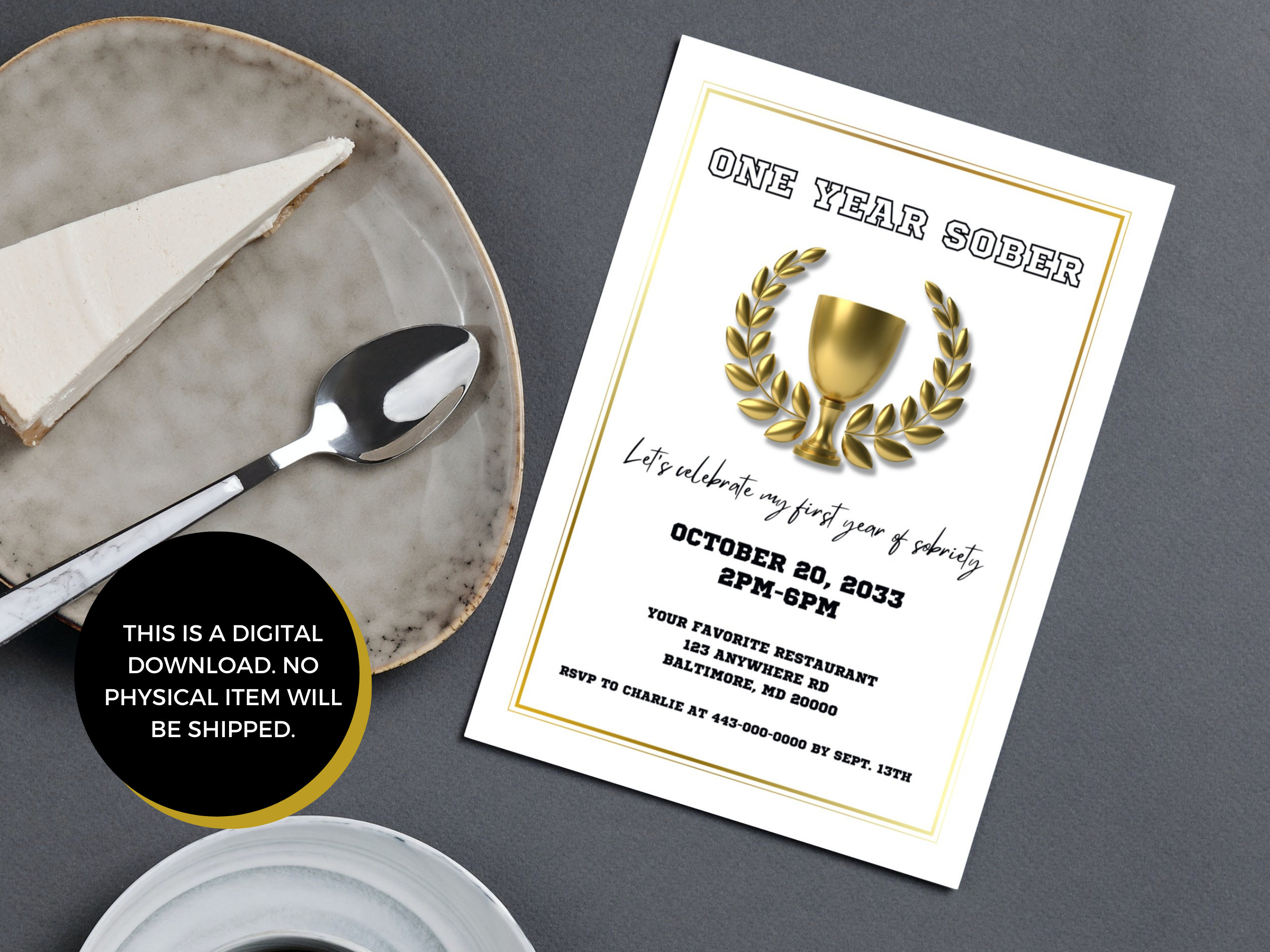 Sober Party Invitation, Sobriety Party Invite, One Year Sober Invite ...