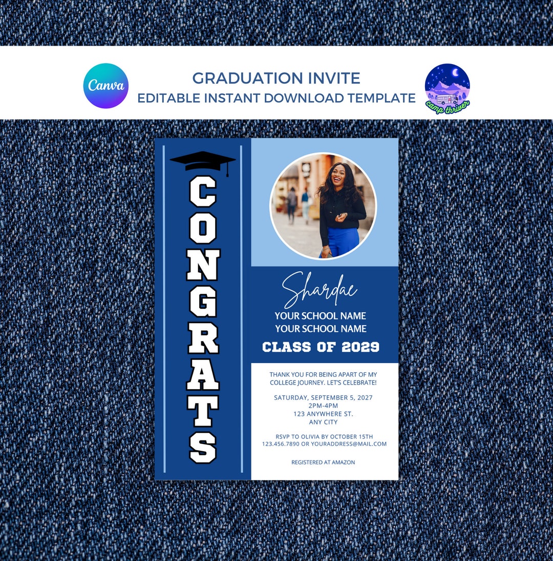 HBCU Graduation Invite Template for Canva: Customizable and Editable ...