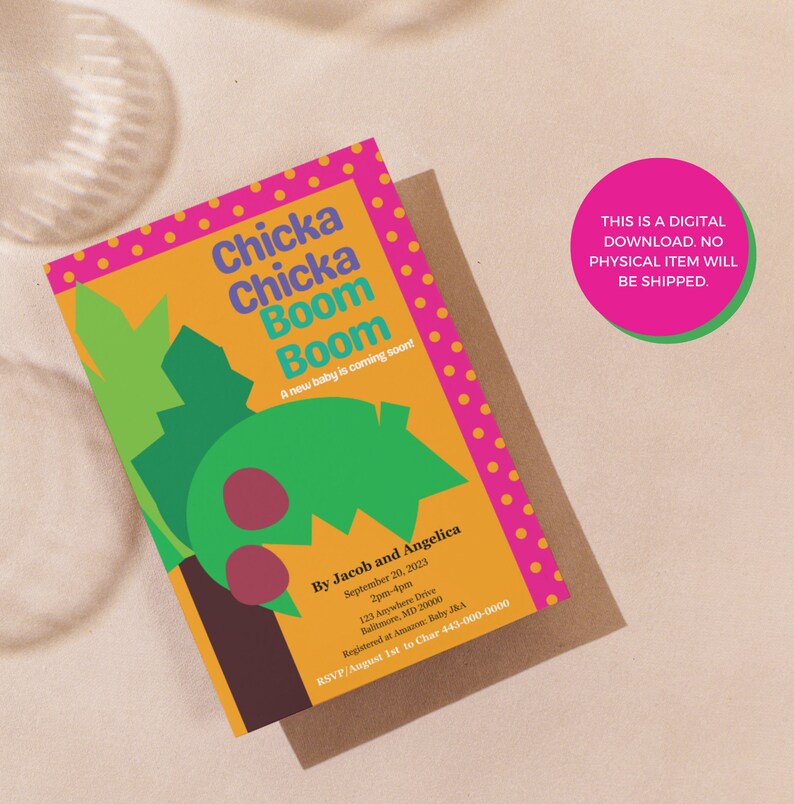 Chicka Chicka Boom Boom Invite, Storybook Invitation, Book Baby Shower ... Chicka Chicka Boom Boom Invite, Storybook Invitation, Book Baby Shower ...