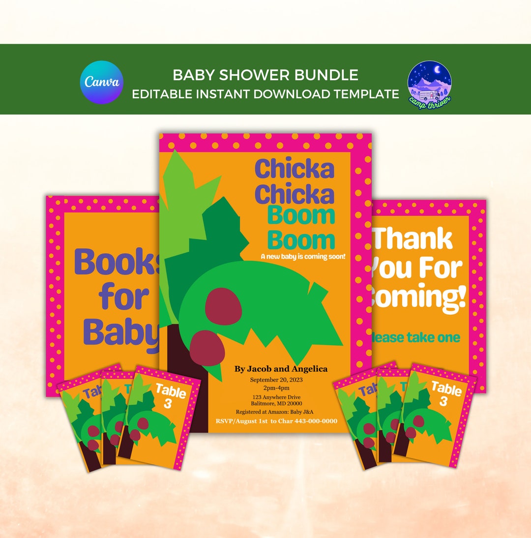 Storybook Baby Shower Bundle, Chicka Chicka Boom Boom Invitation, Book ...