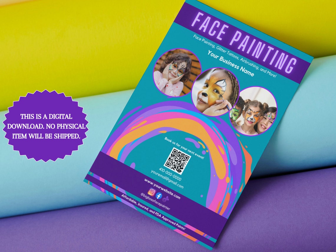 Face Painting Flyer, Face Painting Sign, Face Paint Flyer Template ...