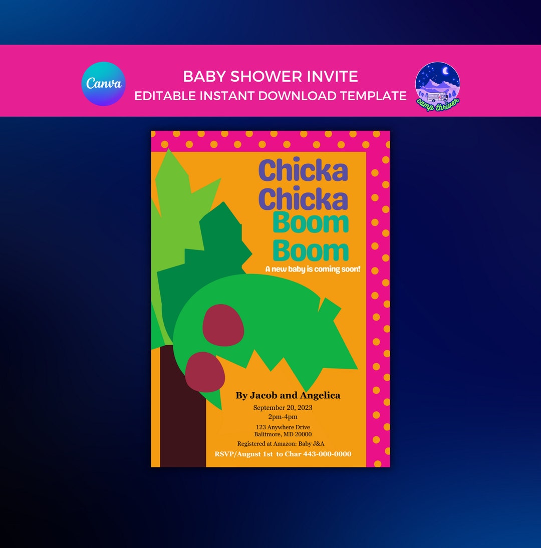Chicka Chicka Boom Boom Baby Shower Invitation Template - Etsy