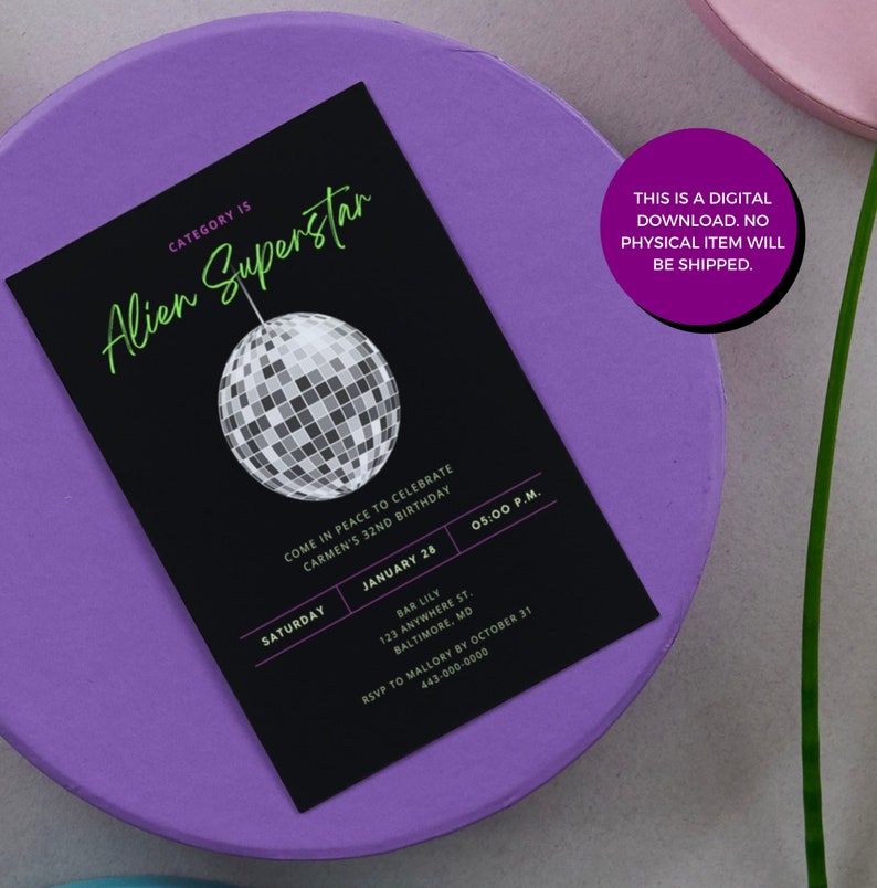 Renaissance Birthday Invitation Alien Superstar Invitation - Etsy