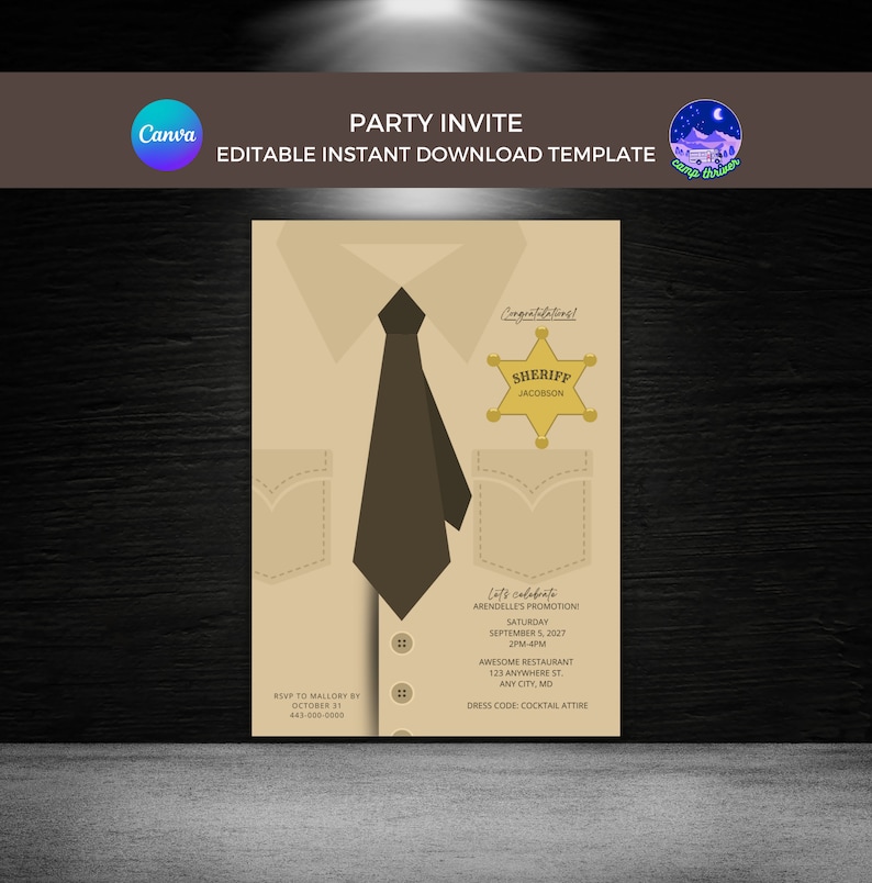 Sheriff Party Invitation Template: Graduation, Retirement, Promotion ...