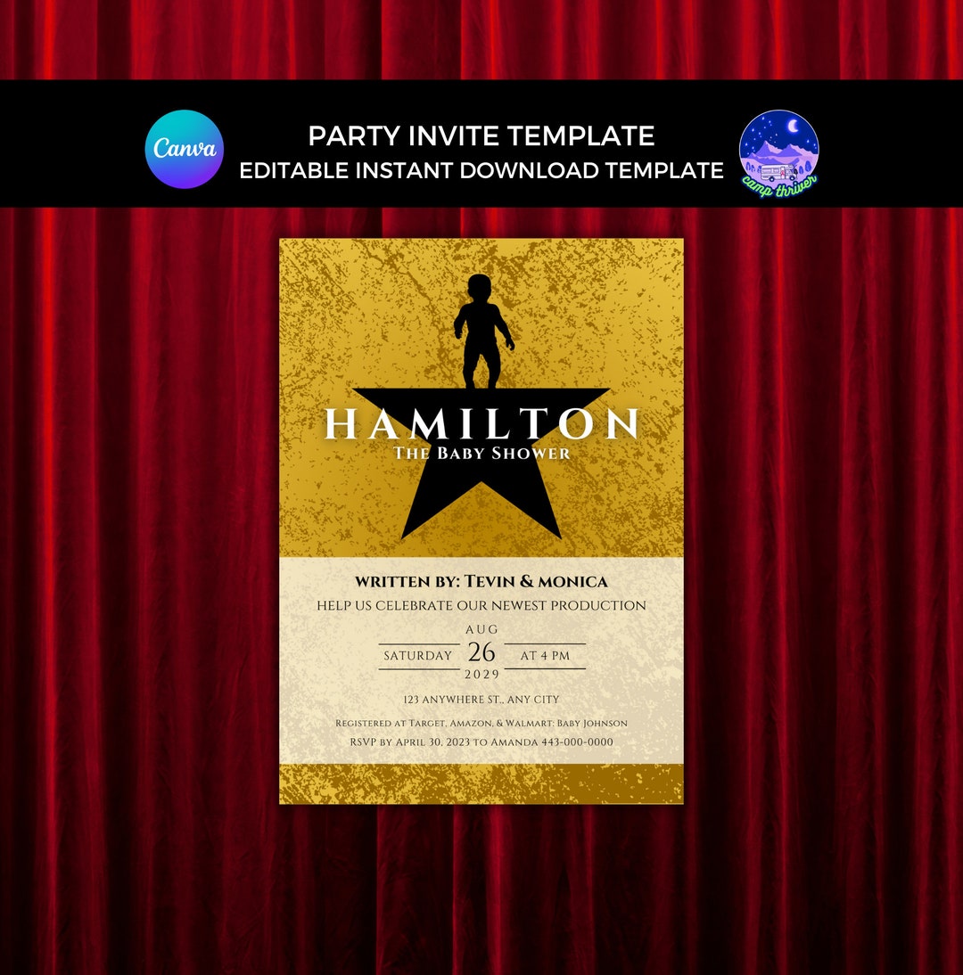 Hamilton Baby Shower Invitation: Broadway Theme (editable Template) - Etsy