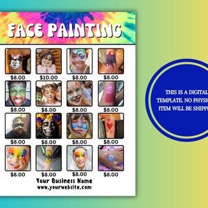 Face Painting Sign Face Painting Sign Template Face Paint - Etsy