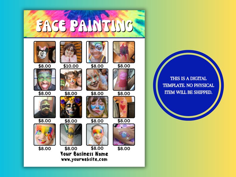 Face Painting Sign Face Painting Sign Template Face Paint - Etsy