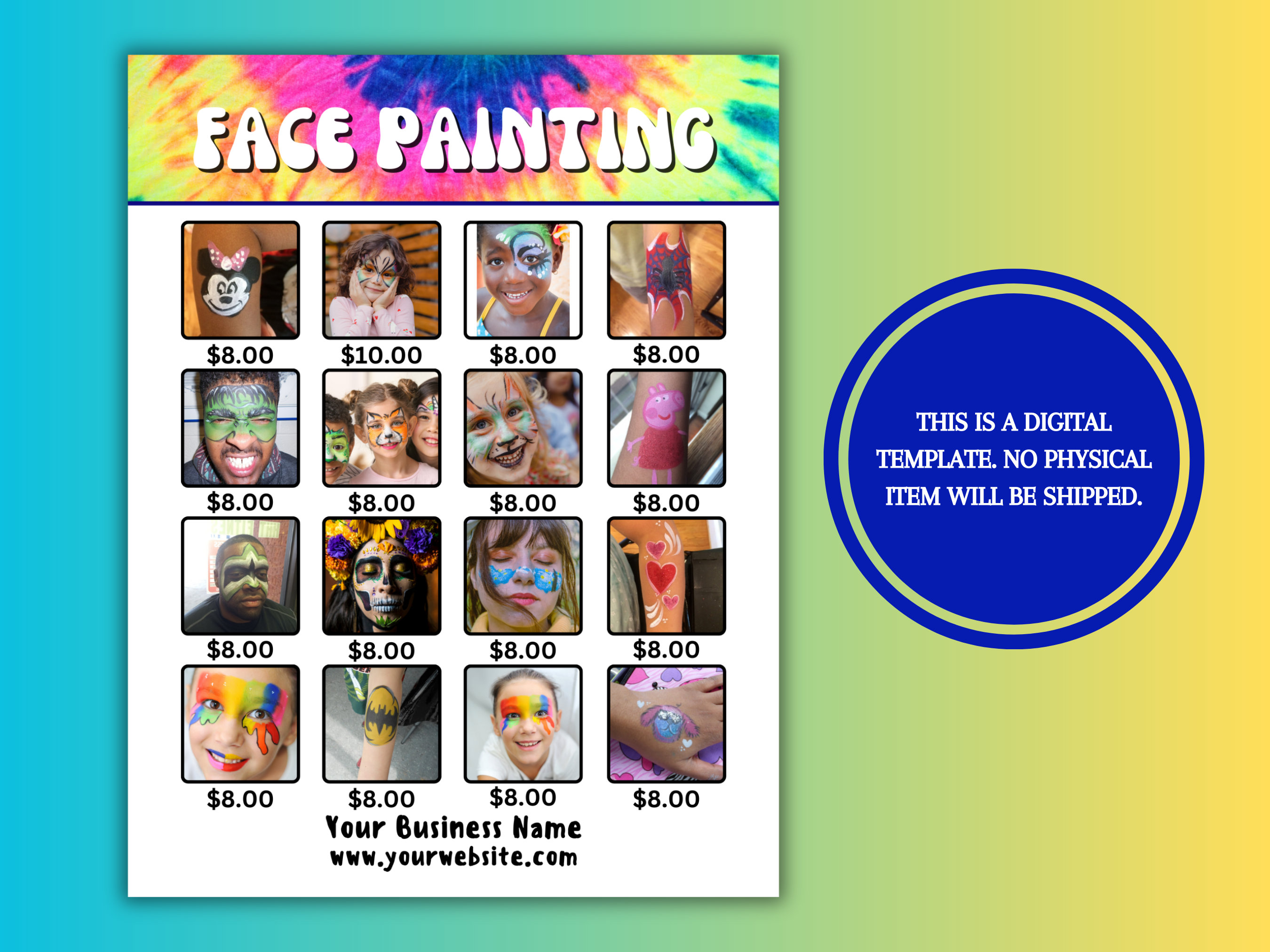 Face Painting Sign Face Painting Sign Template Face Paint - Etsy