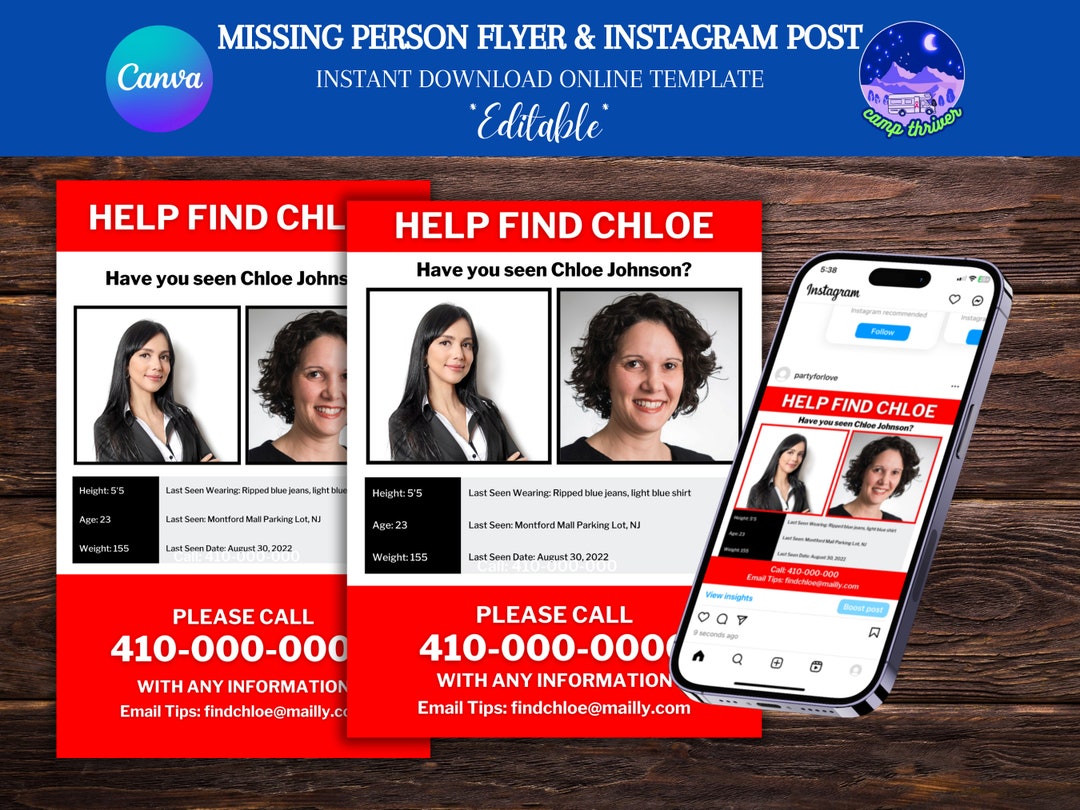 Missing Person Flyer Missing Flyer Template Missing Person - Etsy