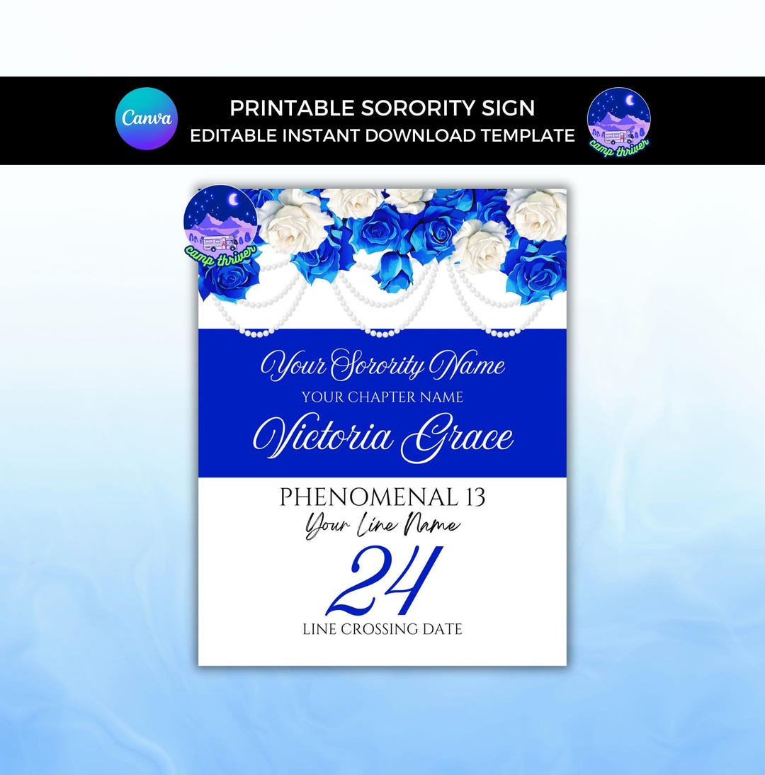 Sorority Probate Sign: Editable Wall Decor Template (canva Digital ...