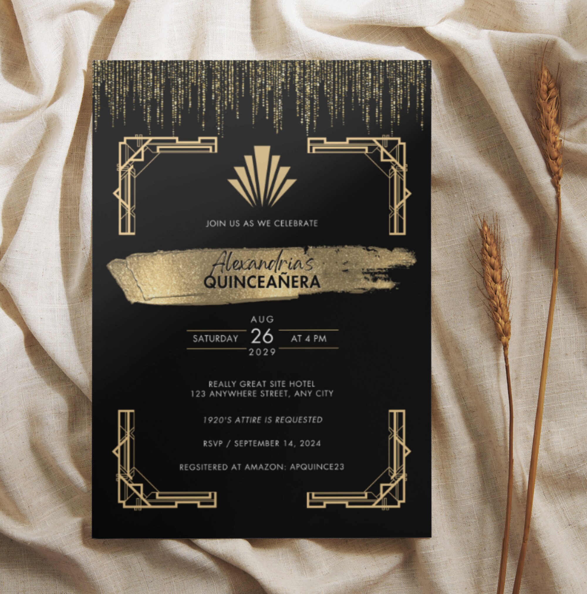 1920s Quinceanera Invitation, 1920s Sweet Sixteen Invite, Vintage ...