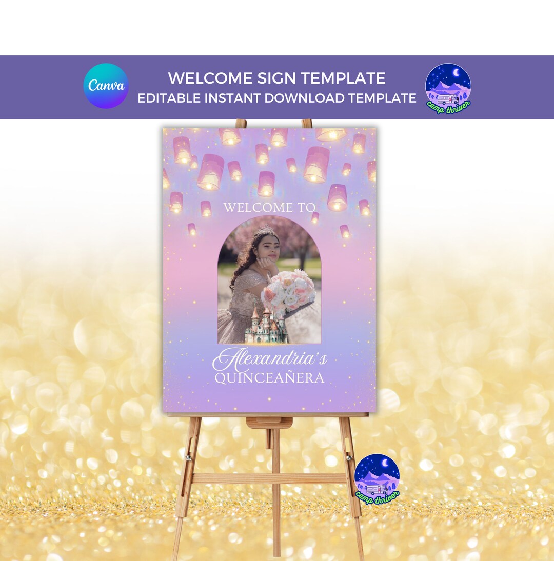 Lantern Welcome Sign: Princess Quinceanera, Sweet 16 (digital Download ...