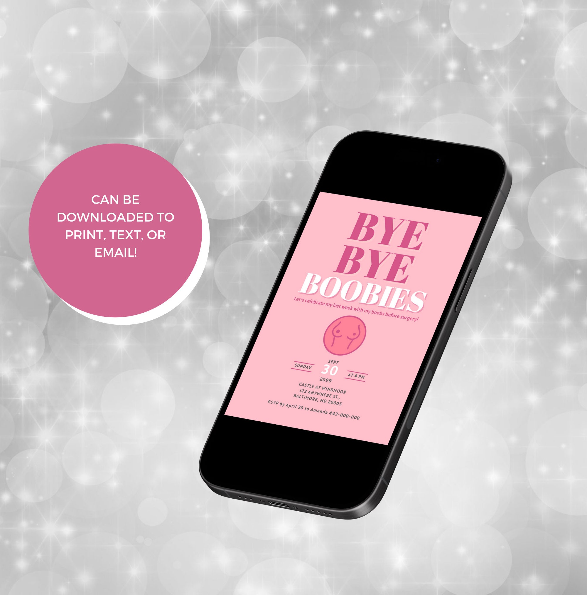 Bye Bye Boobies Party Invitation, Breast Cancer Survivor Template - Etsy