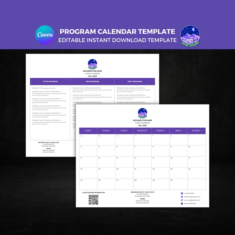 Calendar Template - Etsy