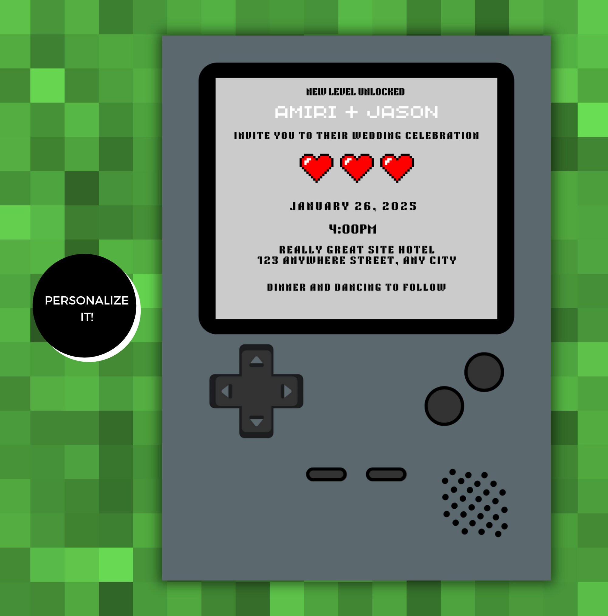 Video Game Wedding Invitation, Gamer Wedding Invitation, Nerdy Wedding ...