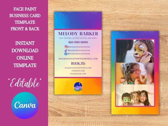 Face Painting Business Cards