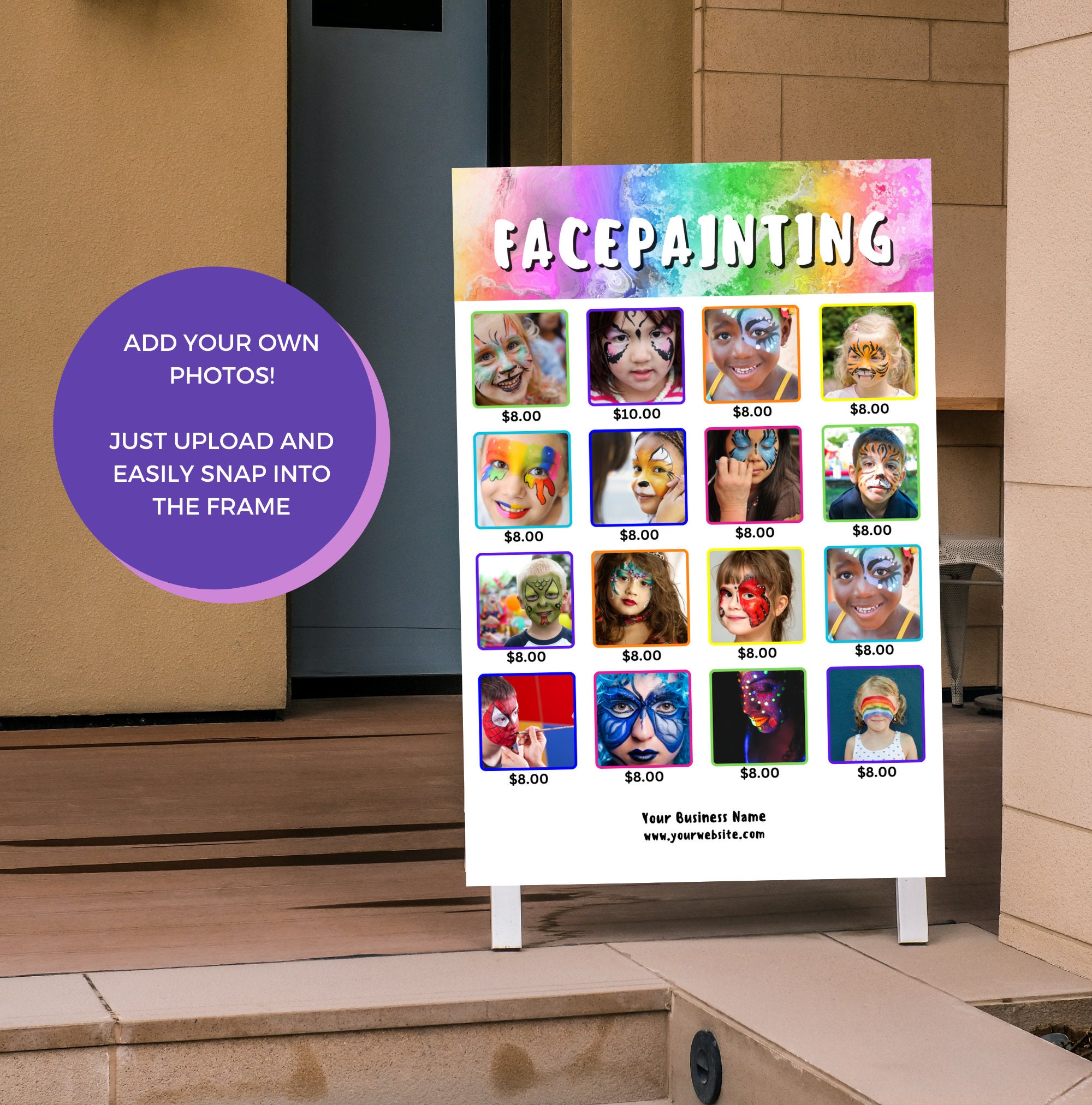 Face Painting Sign, Face Painting Sign Template, Face Painter Price ...