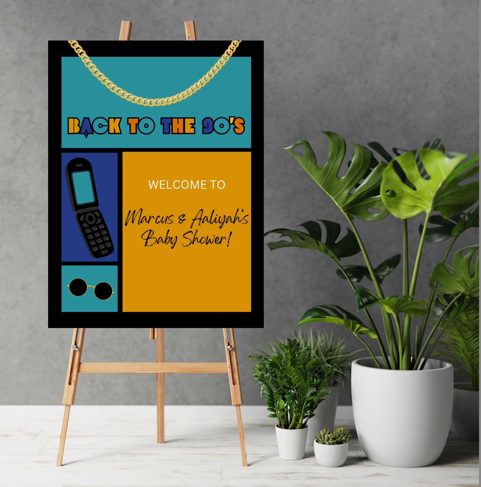 90s Party Welcome Sign, Color Block Sign, 90s Birthday Poster, 90s Baby ...