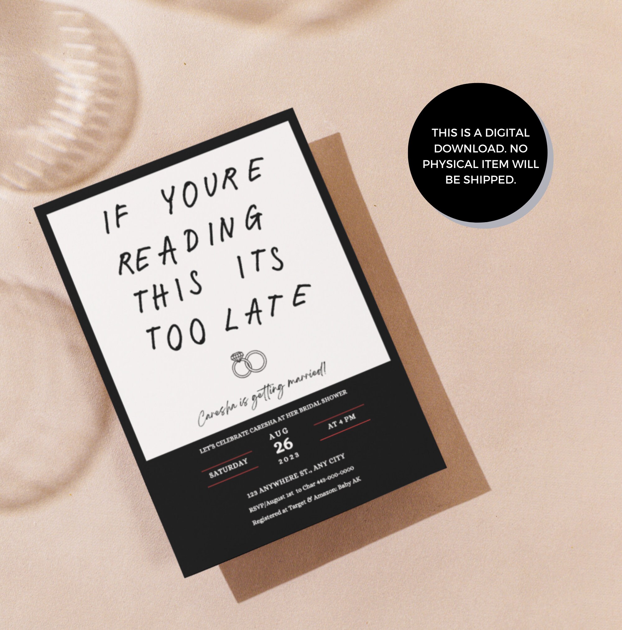 Drake Invitation, Hip Hop Bridal Shower Invite, Rap Invitation, Music ...