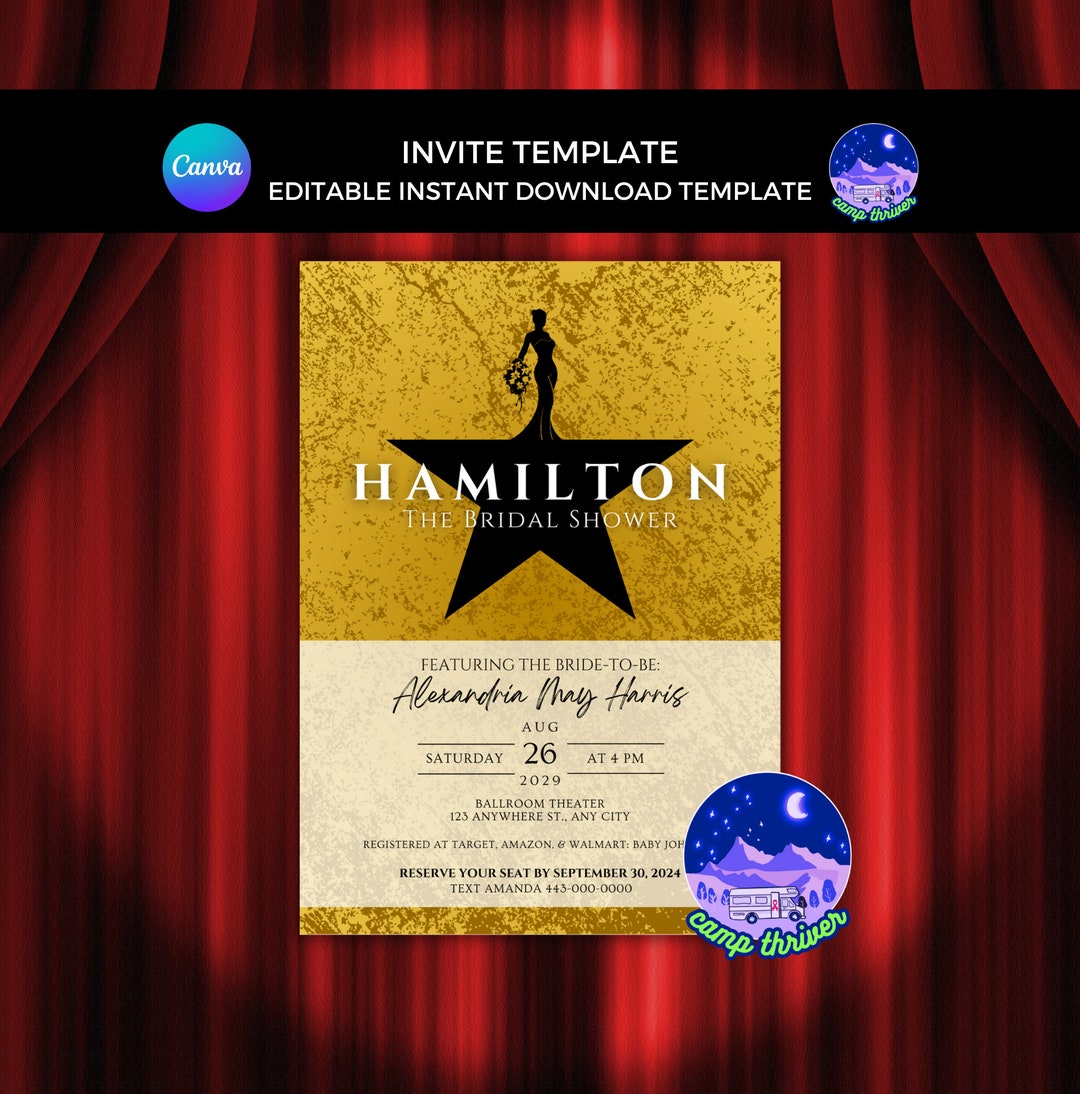 Hamilton Bridal Shower Invitation: Broadway Musical Theme (digital ...