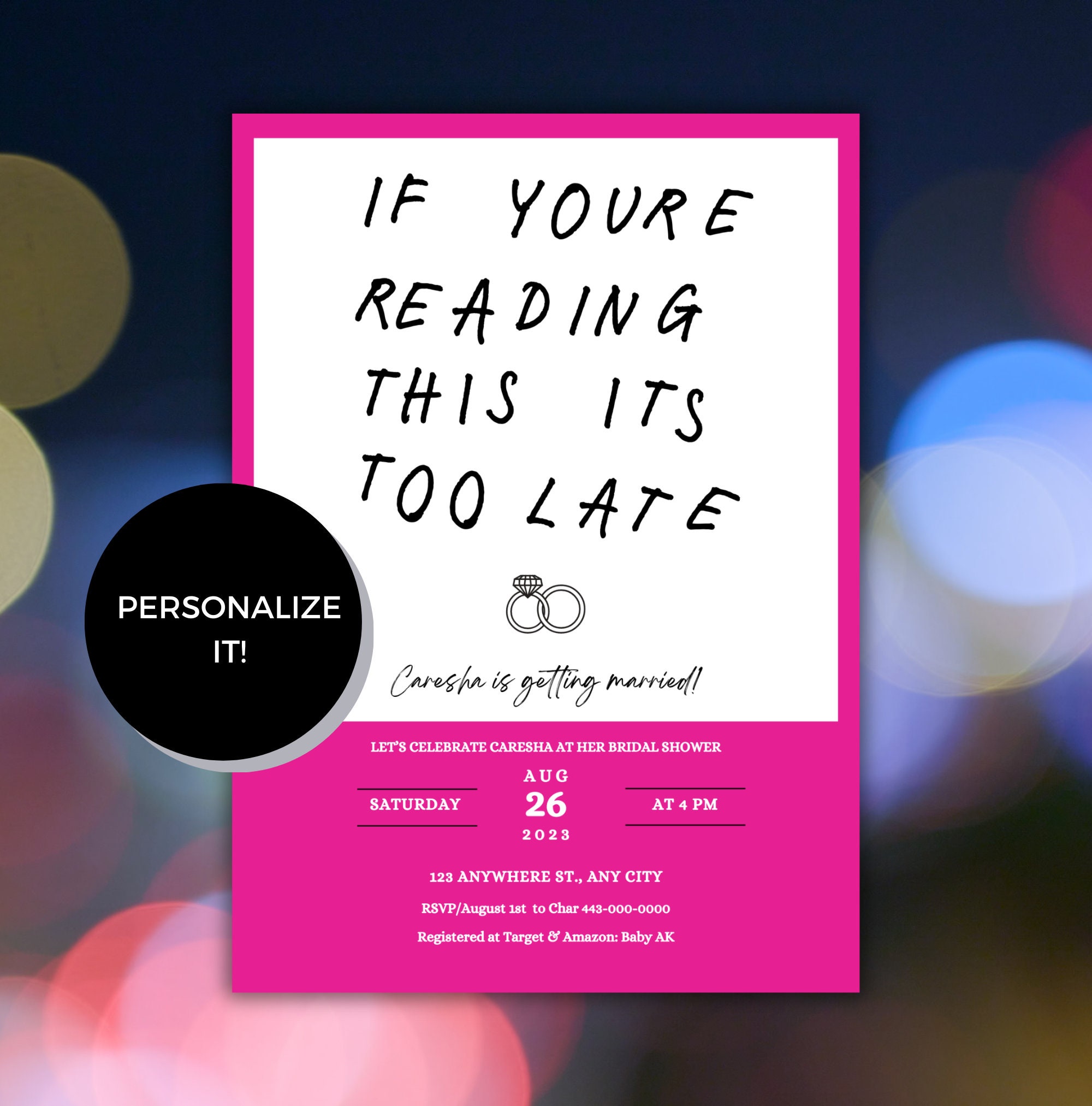 Drake Invitation, Hip Hop Bridal Shower Invite, Rap Invitation, Music ...