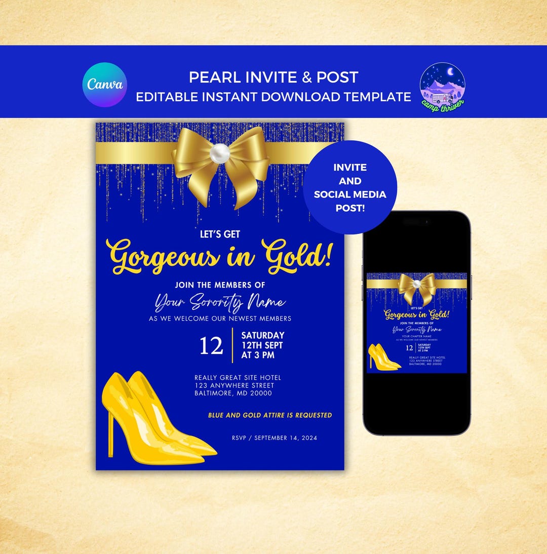 Blue Sorority Invitation Template: Sigma Pearl Invite (digital Download ...