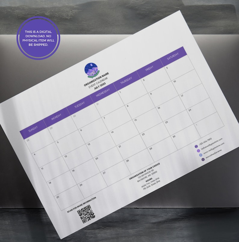 Editable Program Calendar Template: Church, Non-profit, Event (digital ...