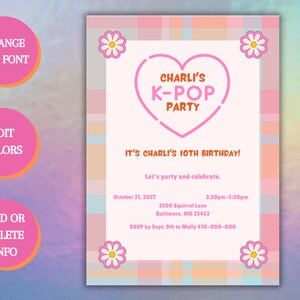 K-pop Invitation K Pop Invite K-pop Birthday Party - Etsy