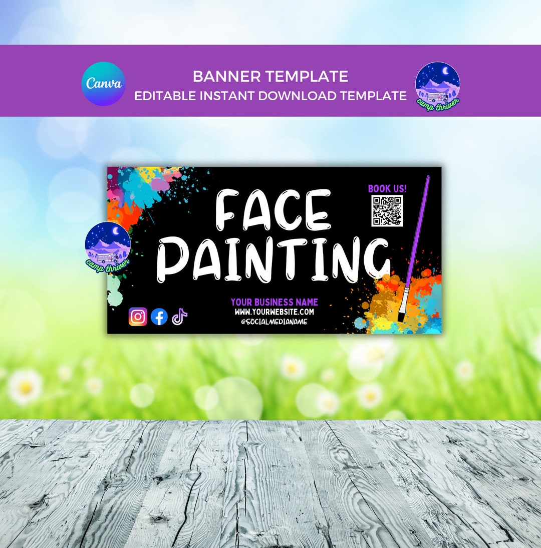 Face Painting Banner, Editable Face Painting Sign, Face Paint Flyer ...