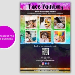 Face Painting Flyer , Face Painting Sign, Face Paint Flyer Template ...