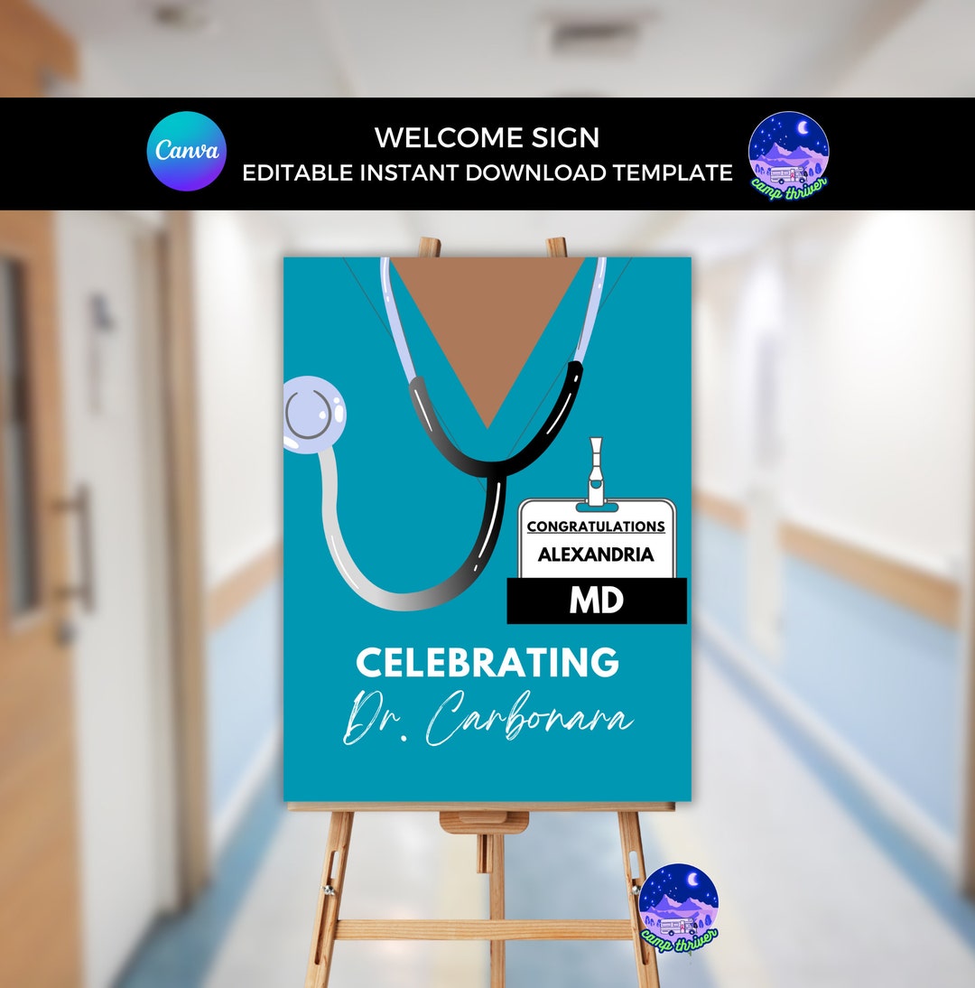 Doctor Retirement Welcome Sign: Editable Graduation Party Decor ...