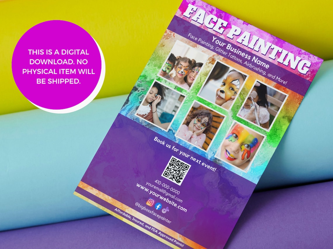 Face Painting Flyer, Face Painting Sign, Face Paint Flyer Template ...