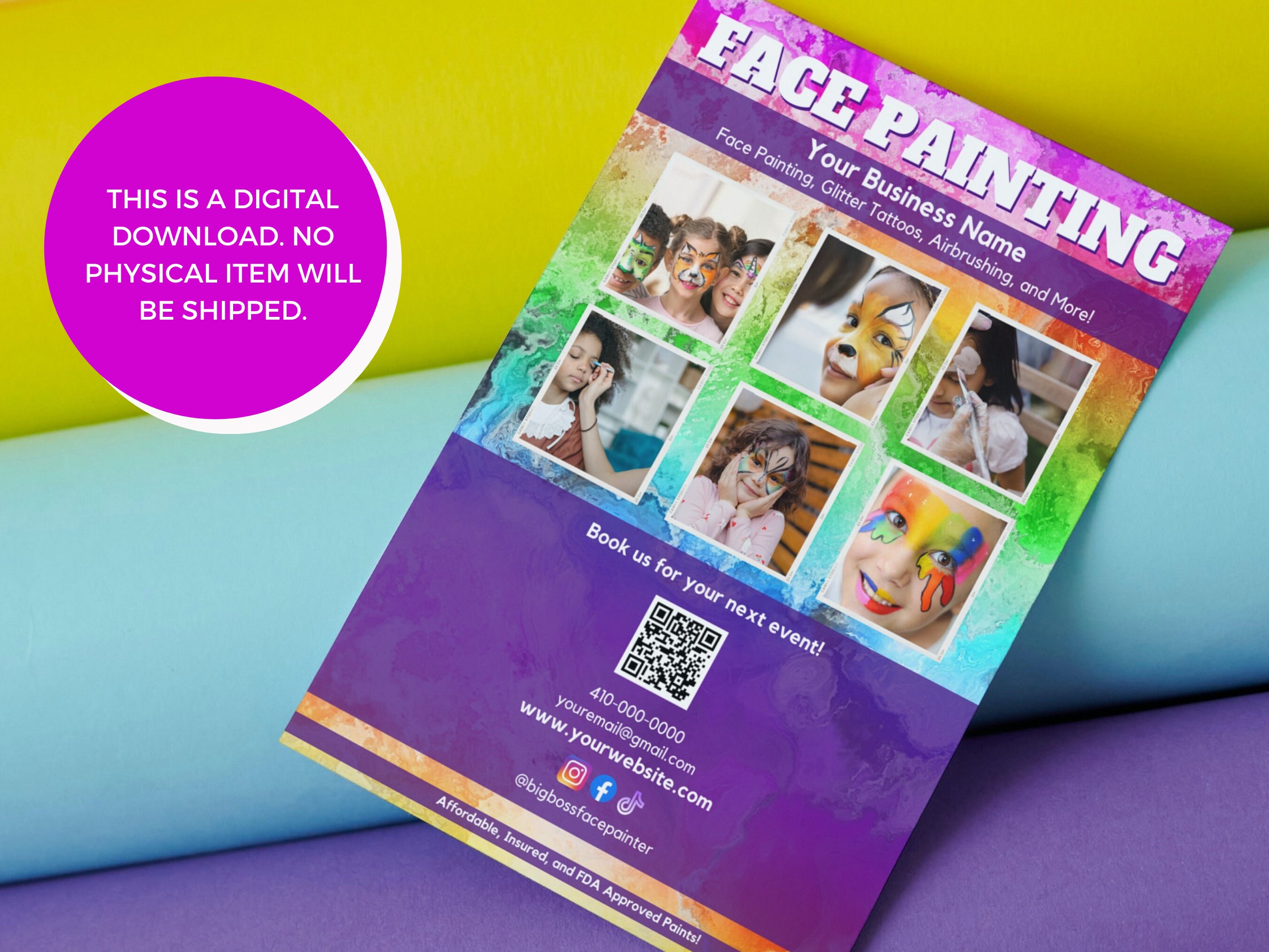 Face Painting Flyer, Face Painting Sign, Face Paint Flyer Template ...