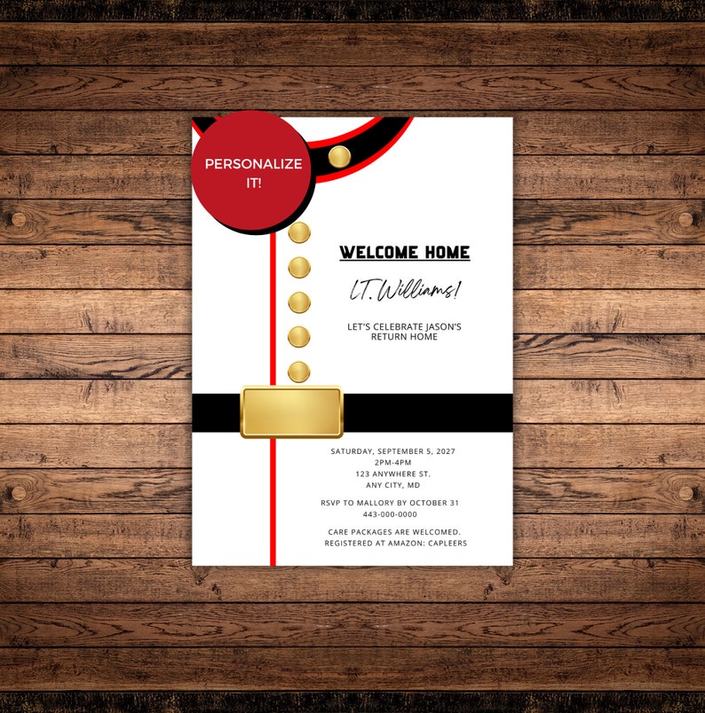 Military Party Invitation: Promotion, Retirement, Homecoming, Boot Camp ...